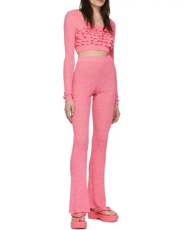 MSGM Rib Knit Logo Track Pants