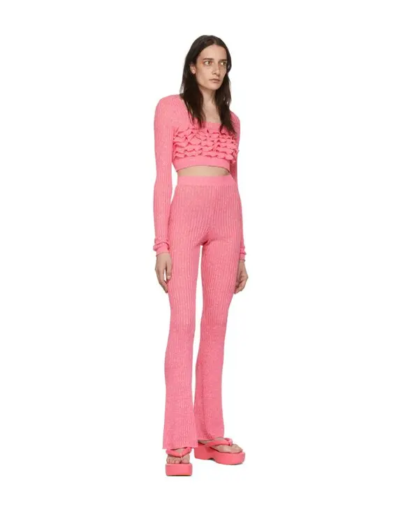 MSGM Rib Knit Logo Track Pants