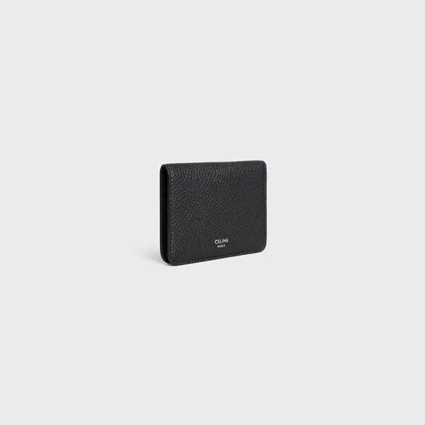 Celine Bi-fold Card Holder In Grained Calfskin