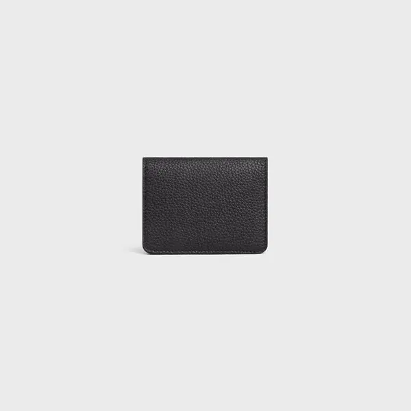Celine Bi-fold Card Holder In Grained Calfskin