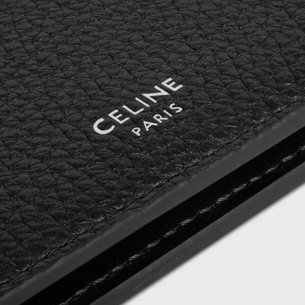 Celine Bi-fold Card Holder In Grained Calfskin