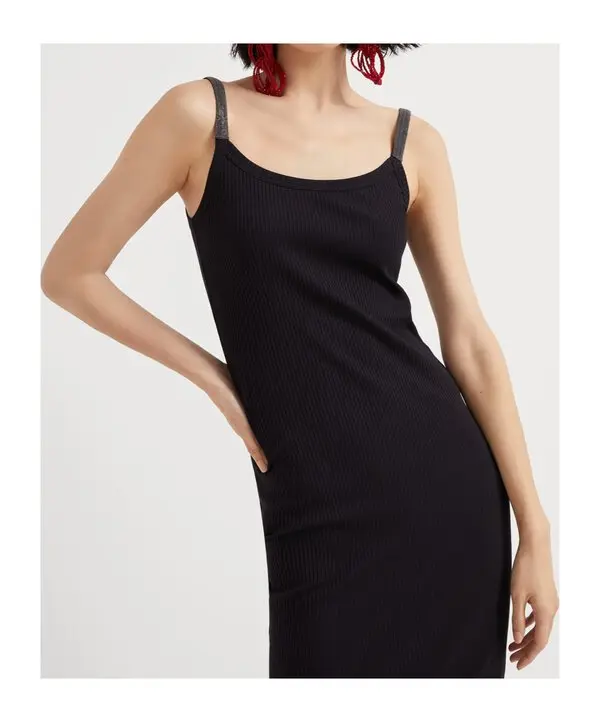 Brunello Cucinelli Embellished Sleeveless Midi Dress