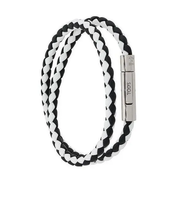 TOD'S Woven Logo Bracelet - White