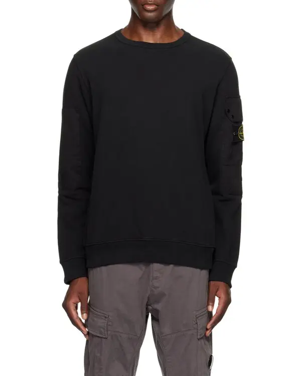 Stone Island Logo Patch Crewneck Sweatshirt - Black