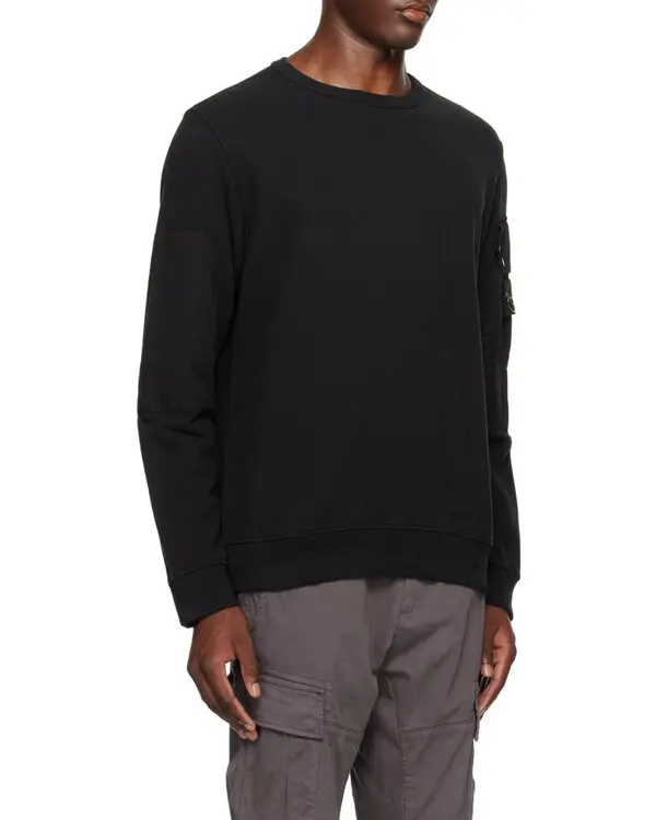 Stone Island Logo Patch Crewneck Sweatshirt - Black