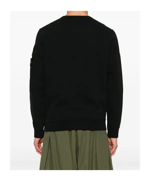 Stone Island Logo Patch Crewneck Sweatshirt - Black