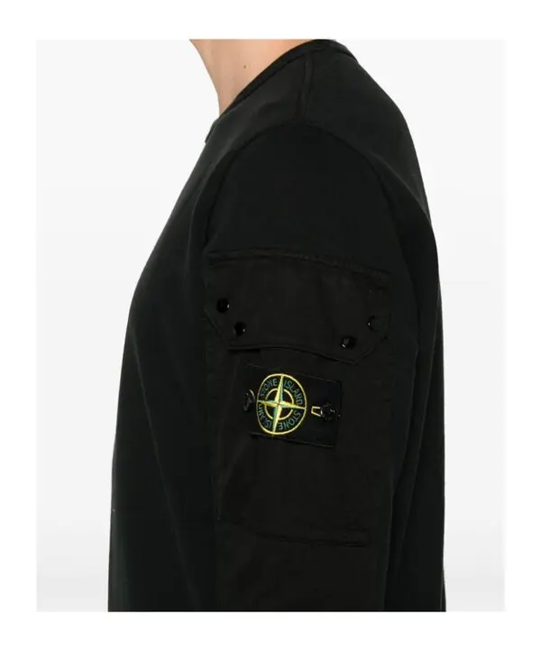 Stone Island Logo Patch Crewneck Sweatshirt - Black
