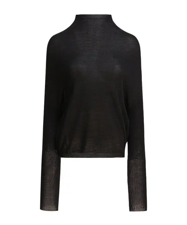 Rick Owens High Neck Long Sleeve Top - Black