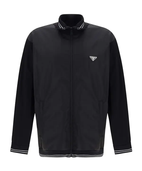 Prada Triangle-logo Zipped Coat - Black