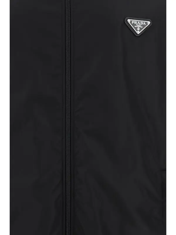 Prada Zip-up Coat With Enameled Triangle Logo