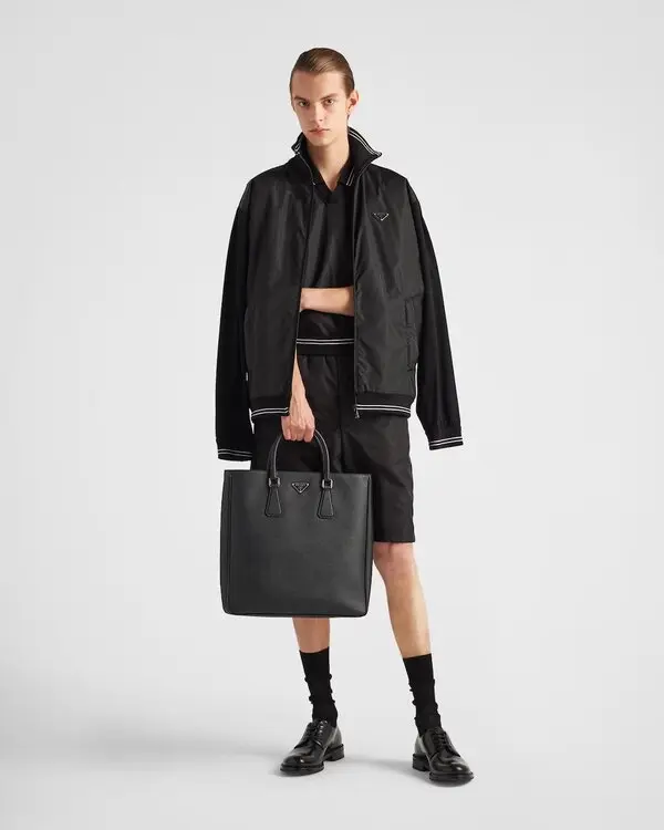 Prada Zip-up Coat With Enameled Triangle Logo