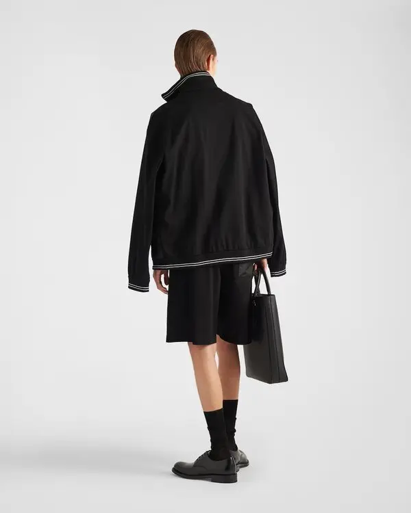Prada Zip-up Coat With Enameled Triangle Logo