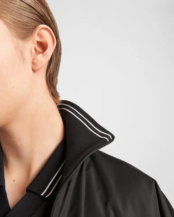 Prada Zip-up Coat With Enameled Triangle Logo
