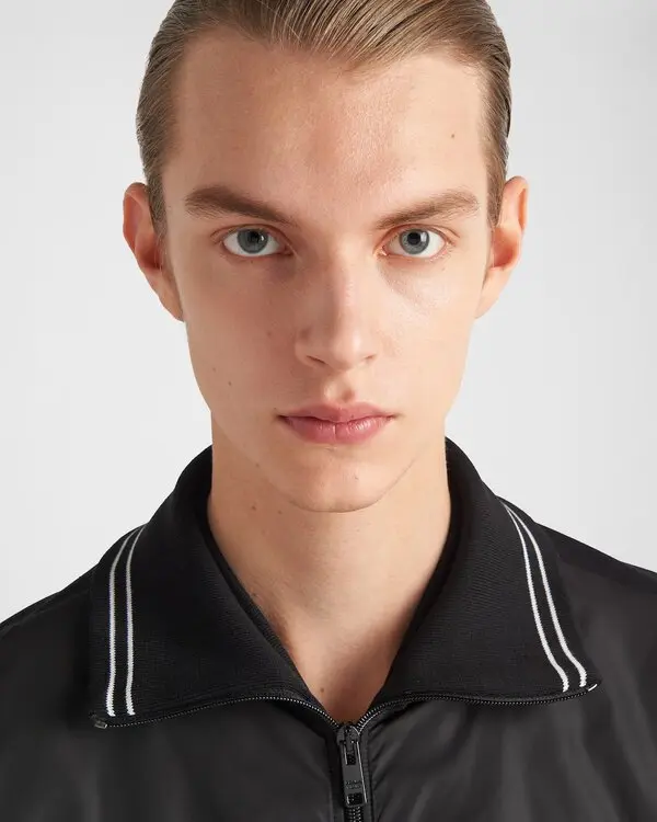 Prada Zip-up Coat With Enameled Triangle Logo