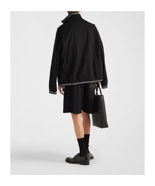 Prada Zip-up Coat With Enameled Triangle Logo