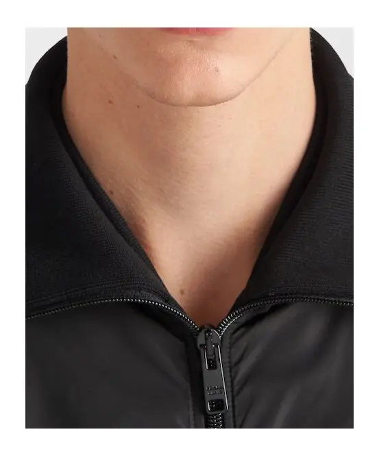 Prada Zip-up Coat With Enameled Triangle Logo
