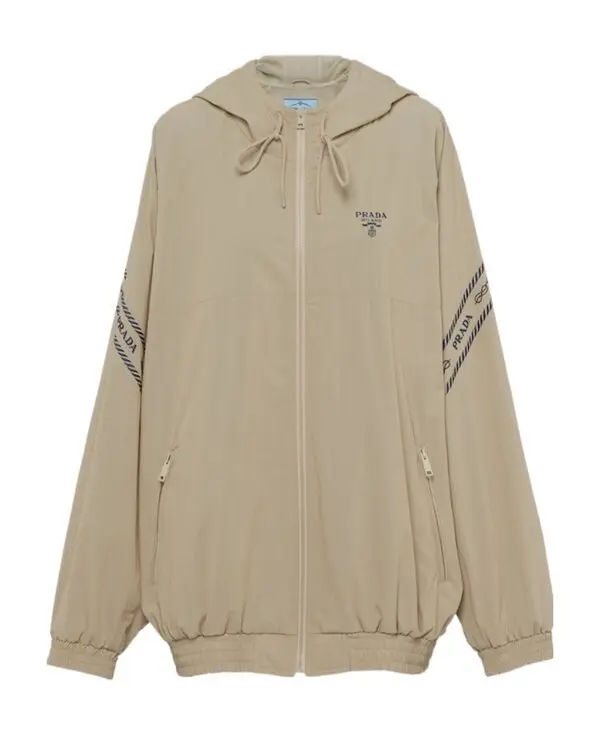 Prada Oversized Drawstring Hooded Jacket - Khaki