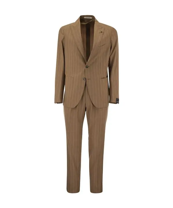 Tagliatore Single Breasted Pinstripe Two-piece Suit - Brown