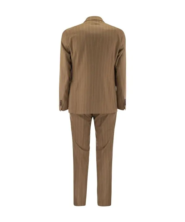 Tagliatore Single Breasted Pinstripe Two-piece Suit - Brown