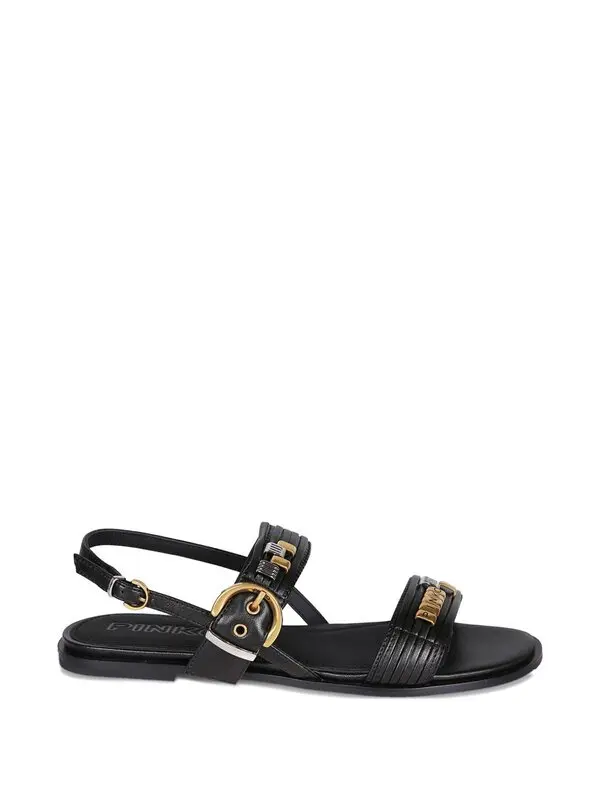 Pinko Buckle Fastened Flat Sandals With Gold Hardware