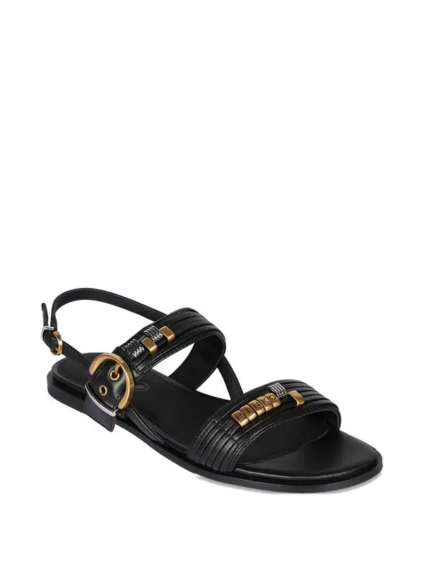 Pinko Buckle Fastened Flat Sandals With Gold Hardware