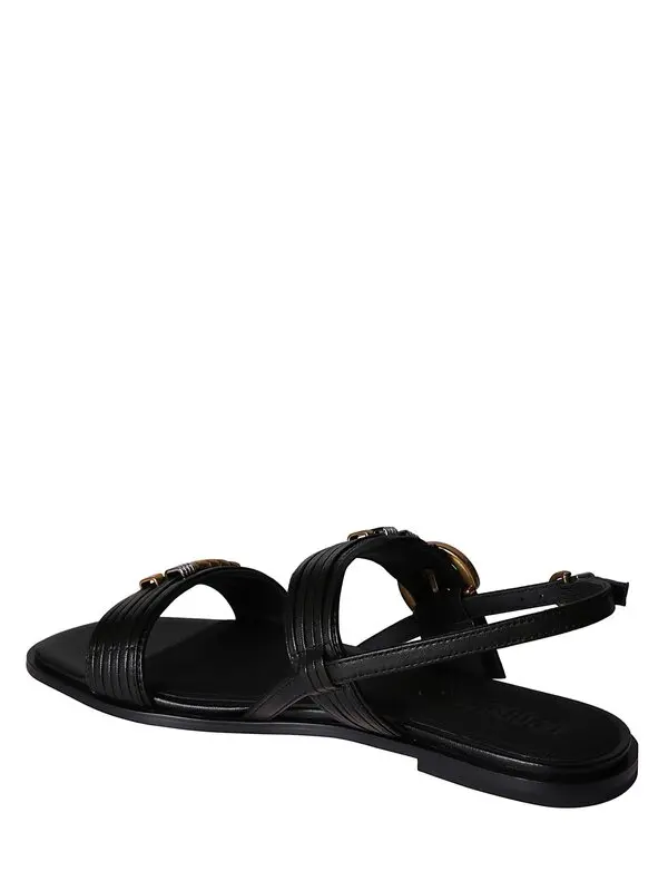 Pinko Buckle Fastened Flat Sandals With Gold Hardware