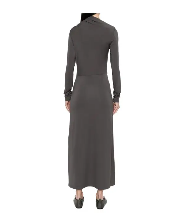 TOTEME Asymmetrical Neckline Long Sleeve Draped Dress