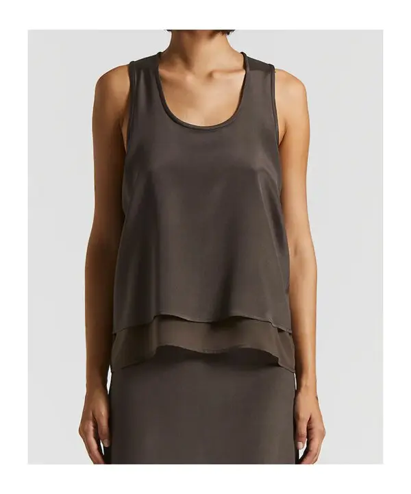 Peserico Sleeveless U-neck Crepe Top