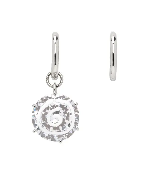 MAISON MARGIELA Pendant Embellished Hoop Earrings - White