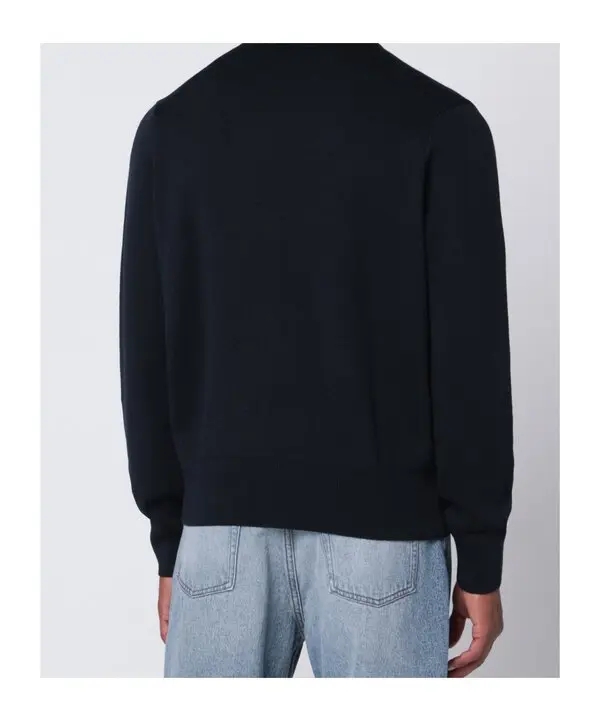 AMI Paris High-neck Embroidered Sweater - Navy Blue