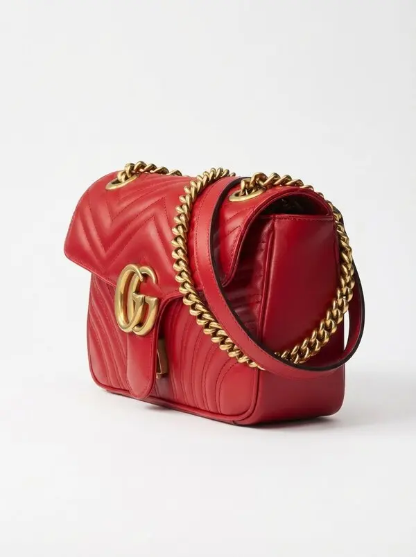 Gucci Gg Marmont Small Matelassé Shoulder Bag - Red
