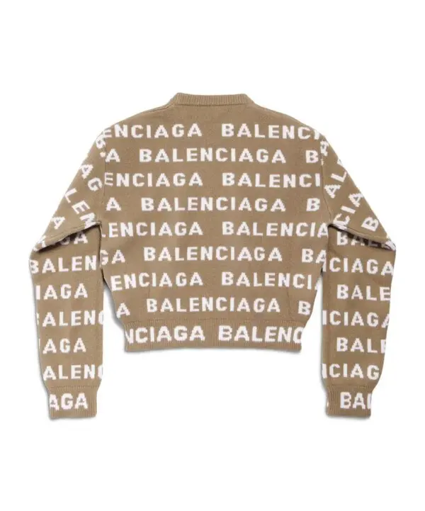 Balenciaga Logo Intarsia Knit Crewneck Jumper