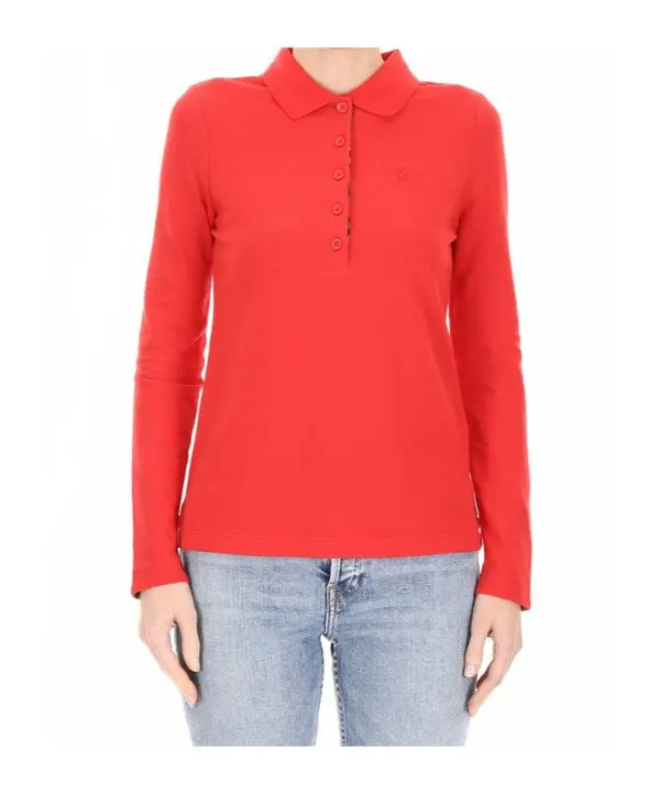 Burberry Long-sleeve Cotton Piqué Polo Shirt With Check Detail