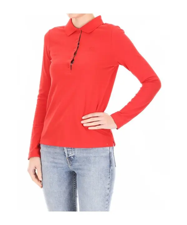 Burberry Long-sleeve Cotton Piqué Polo Shirt With Check Detail
