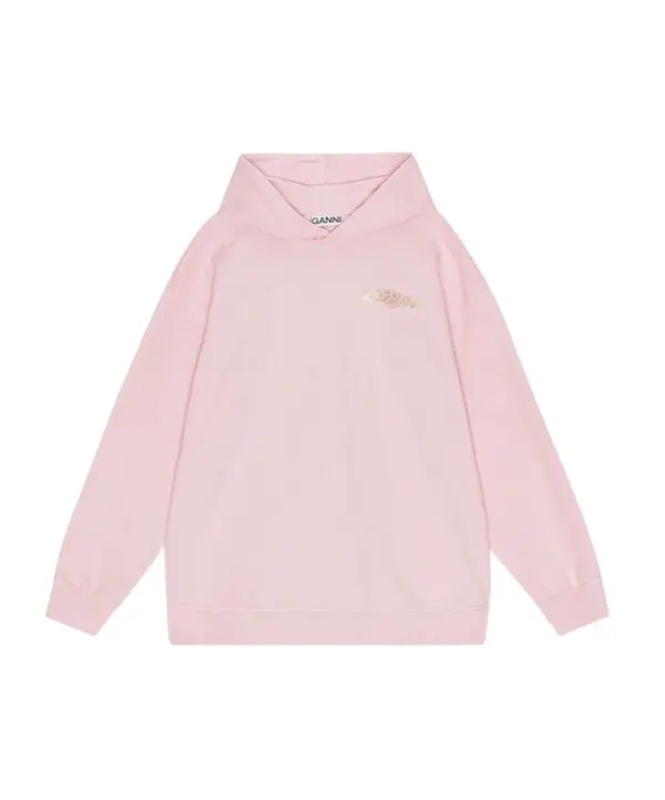 GANNI Logo Embroidered Drop Shoulder Hoodie