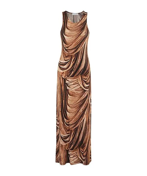 Rabanne Graphic-print Jersey Maxi Dress - Brown