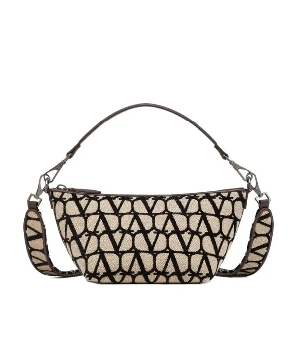 Valentino Garavani Toile Iconographe Zip-up Shoulder Bag - Nude