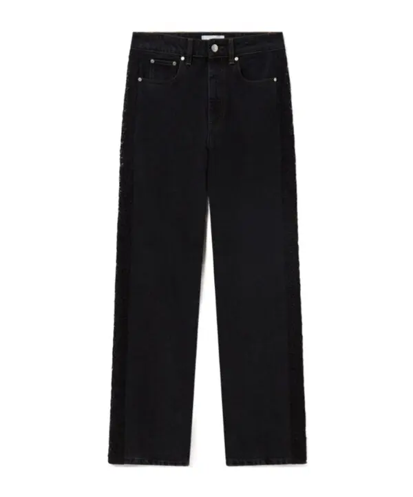 Stella McCartney High Rise Straight Leg Jeans With Lace Panels