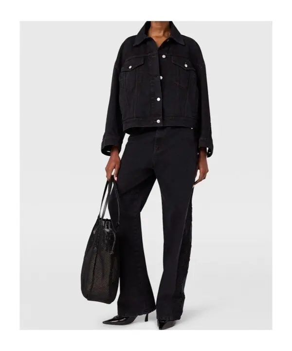Stella McCartney High Rise Straight Leg Jeans With Lace Panels