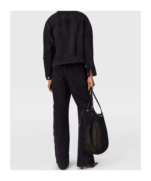Stella McCartney High Rise Straight Leg Jeans With Lace Panels