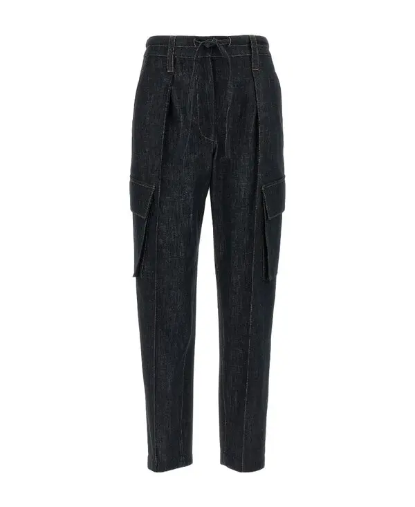 Brunello Cucinelli Denim Cargo Trousers - Black