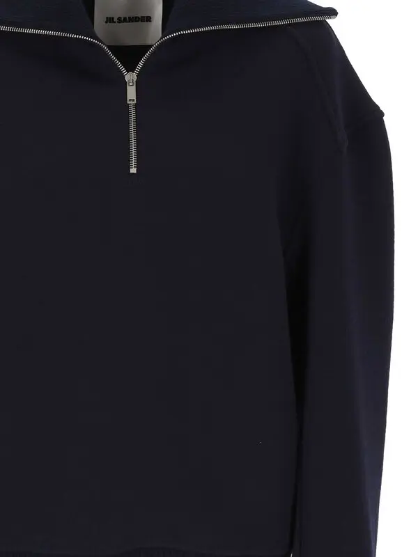 JIL SANDER Half-zip Funnel Neck Sweater - Black