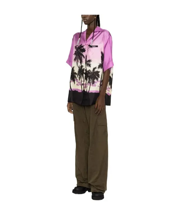 Palm Angels Sunset Print Button-up Shirt - Pink