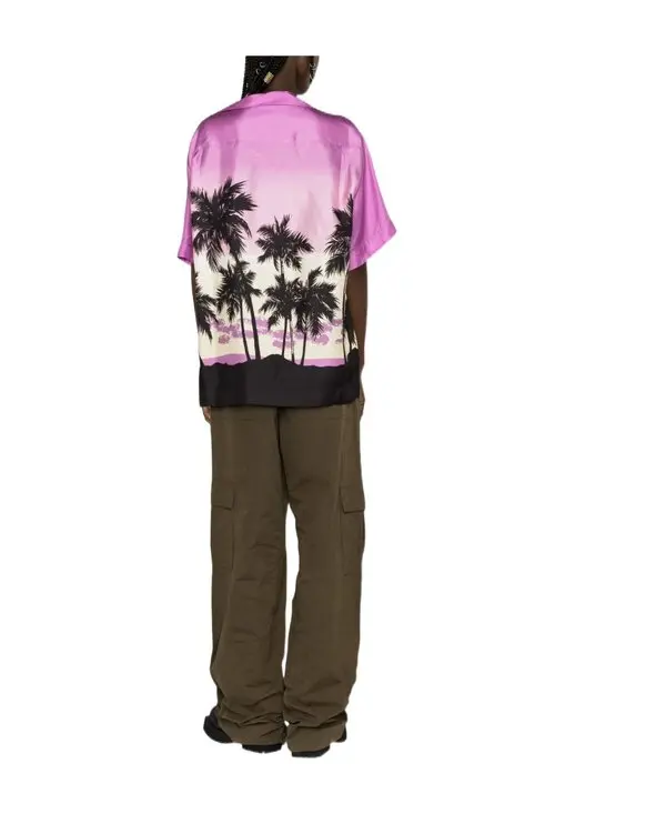 Palm Angels Sunset Print Button-up Shirt - Pink