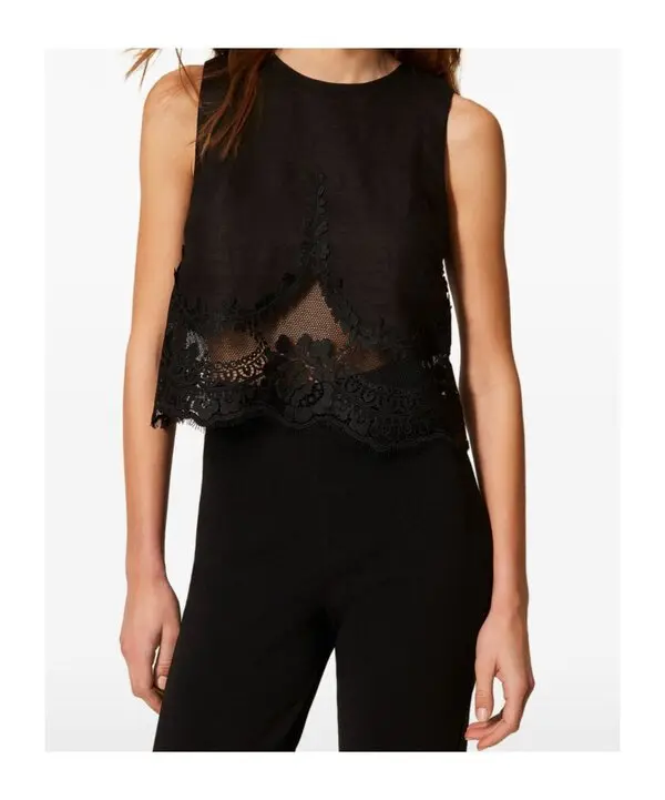 TWINSET Sleeveless Lace Trim Top