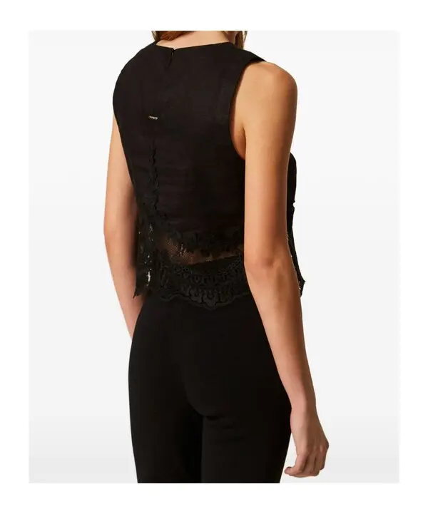 TWINSET Sleeveless Lace Trim Top