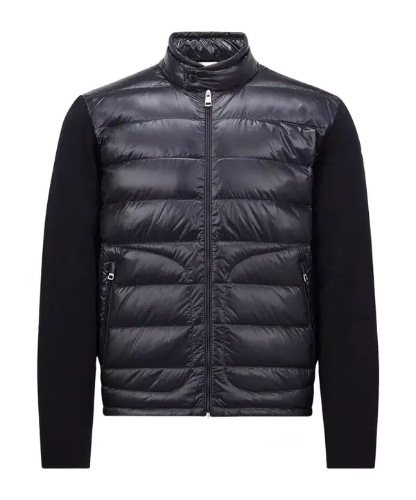 Moncler Quilted Front Zip Cardigan With Long Sleeves - Blue