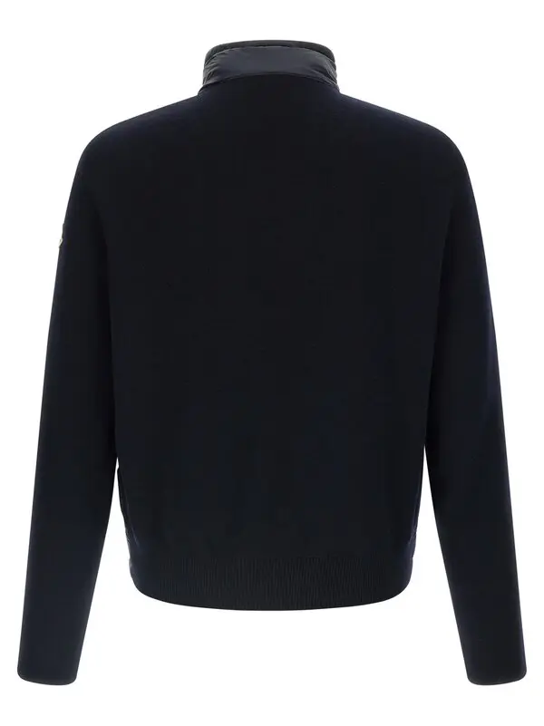 Moncler Quilted Front Zip Cardigan With Long Sleeves - Blue