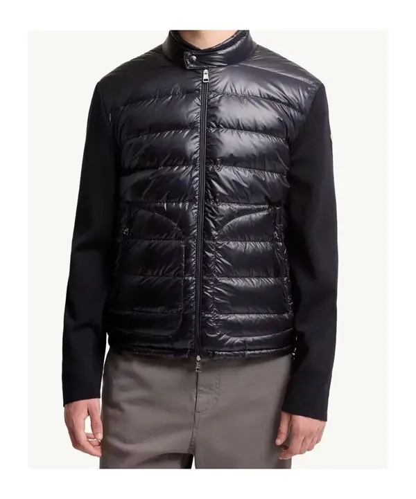 Moncler Quilted Front Zip Cardigan With Long Sleeves - Blue