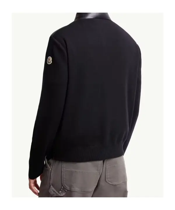 Moncler Quilted Front Zip Cardigan With Long Sleeves - Blue